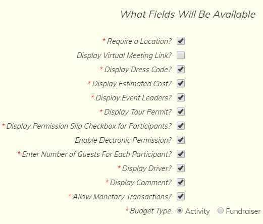 TroopWebHost User Guide: Event Types